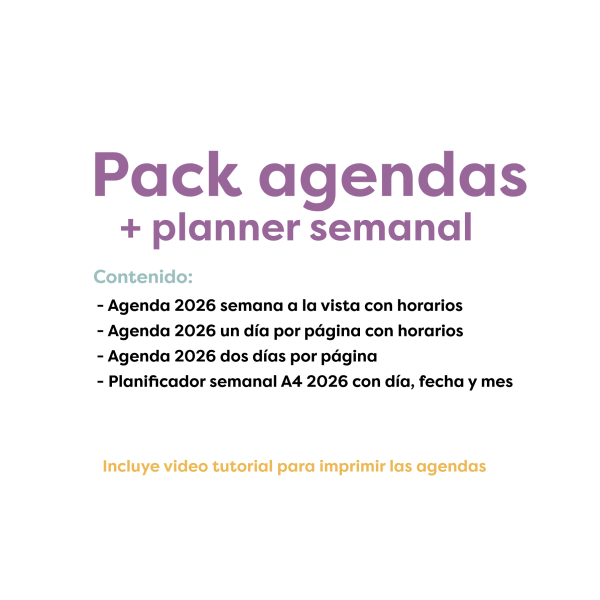 Pack agendas 2026 + planner A4 – Pinkademy Argentina
